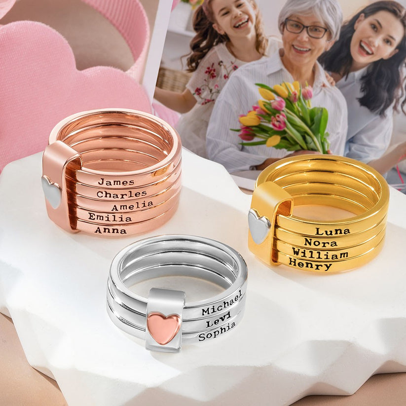 Personalized Candy Stacked Name Rings – DEVAVIDA